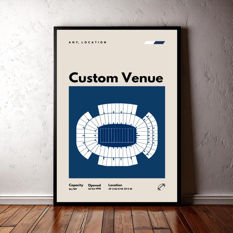 Custom Sports Venue Poster, Any Team or College Stadium Print, Mid ...
