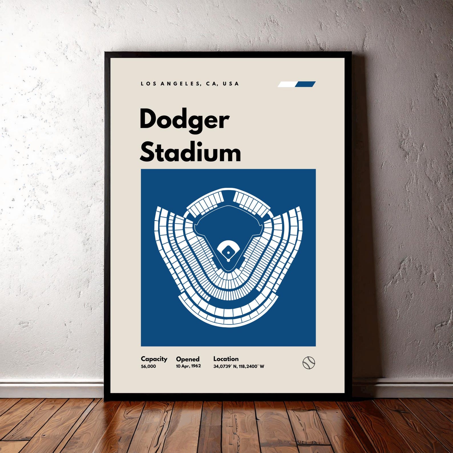 LA Dodgers Poster, Los Angeles Dodger Stadium Print, Mid Century Modern ...