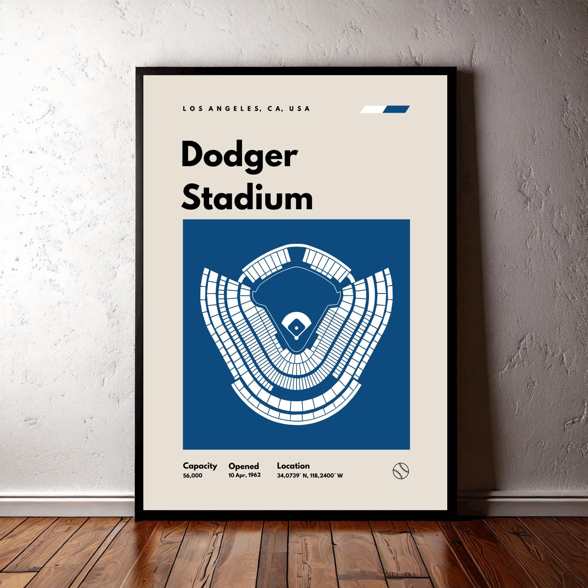 LA Dodgers Poster, Los Angeles Dodger Stadium Print, Mid Century Modern ...