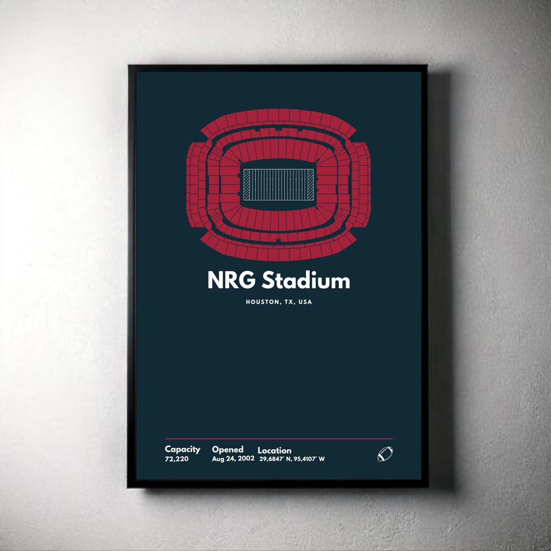 Houston Texans Poster, NRG Stadium Print, NFL Poster, Mid Century ...