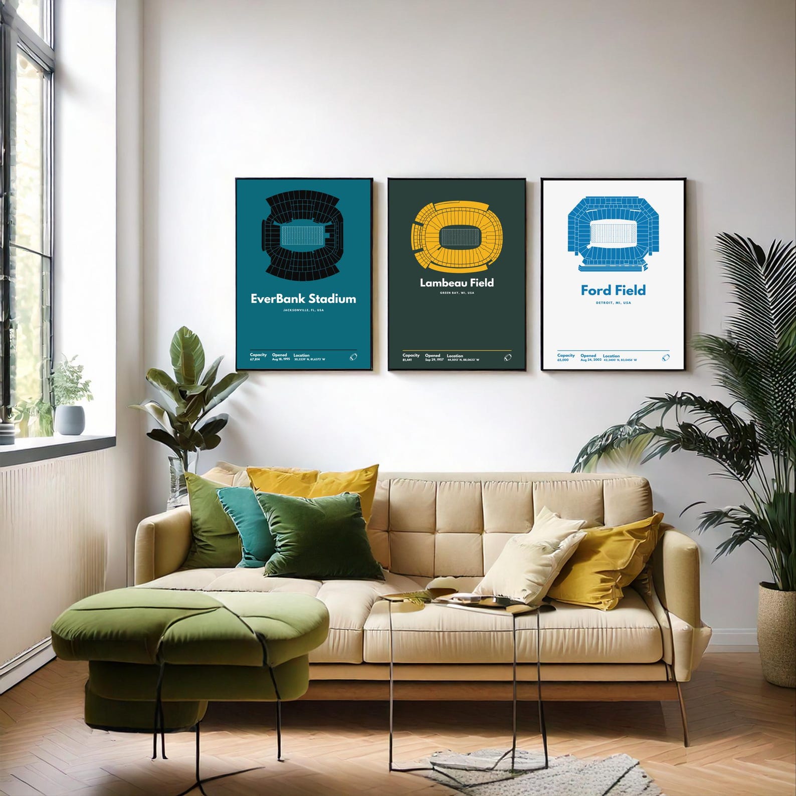 Green Bay Packers Poster, Lambeau Field Stadium Print, Minimalist ...