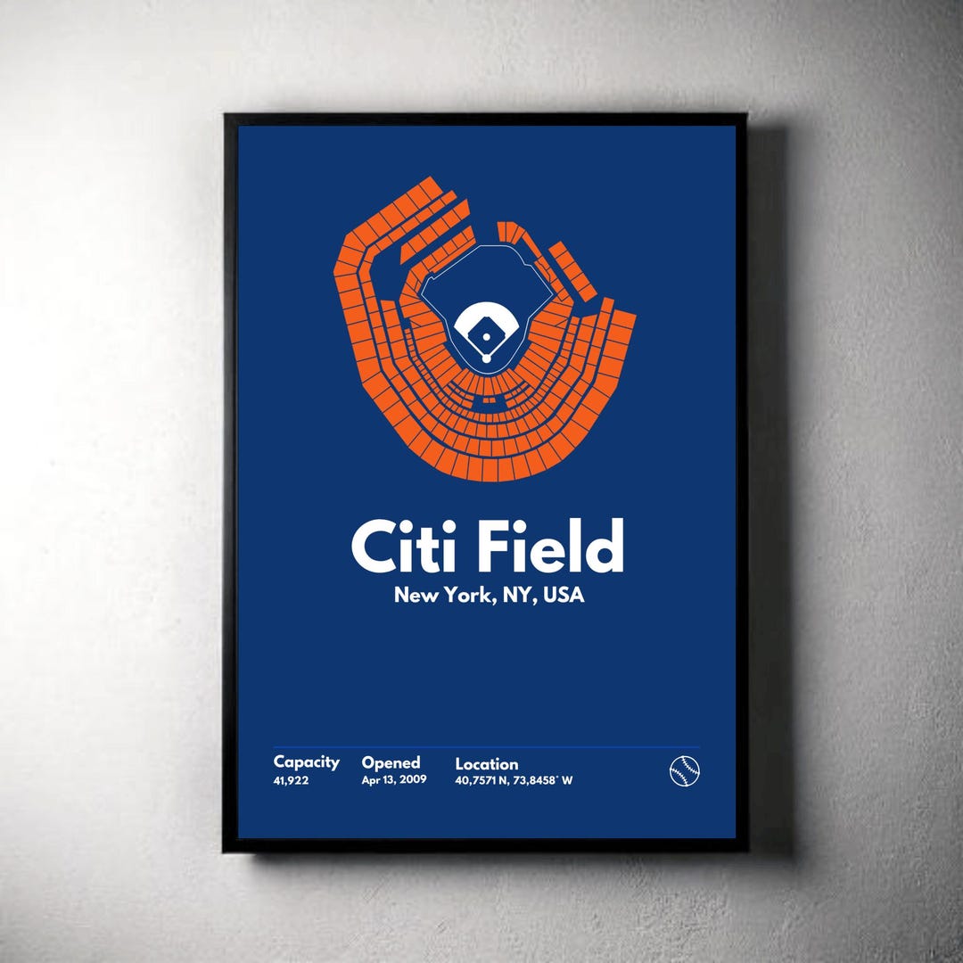 New York Mets Poster, Citi Field Print, MLB Poster, Mid Century Modern ...