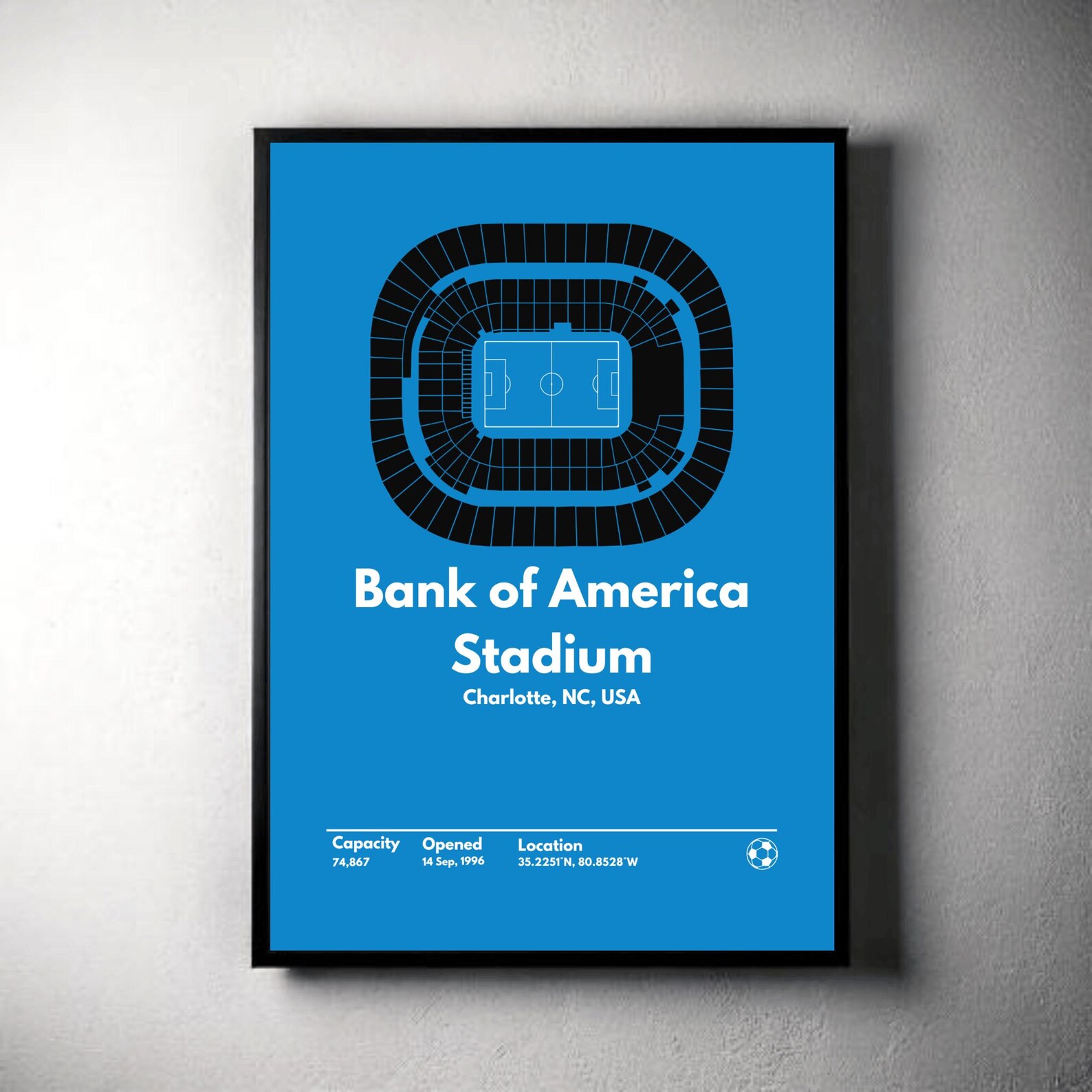 Charlotte FC Poster, Bank of America Stadium Print, MLS Poster, Mid ...