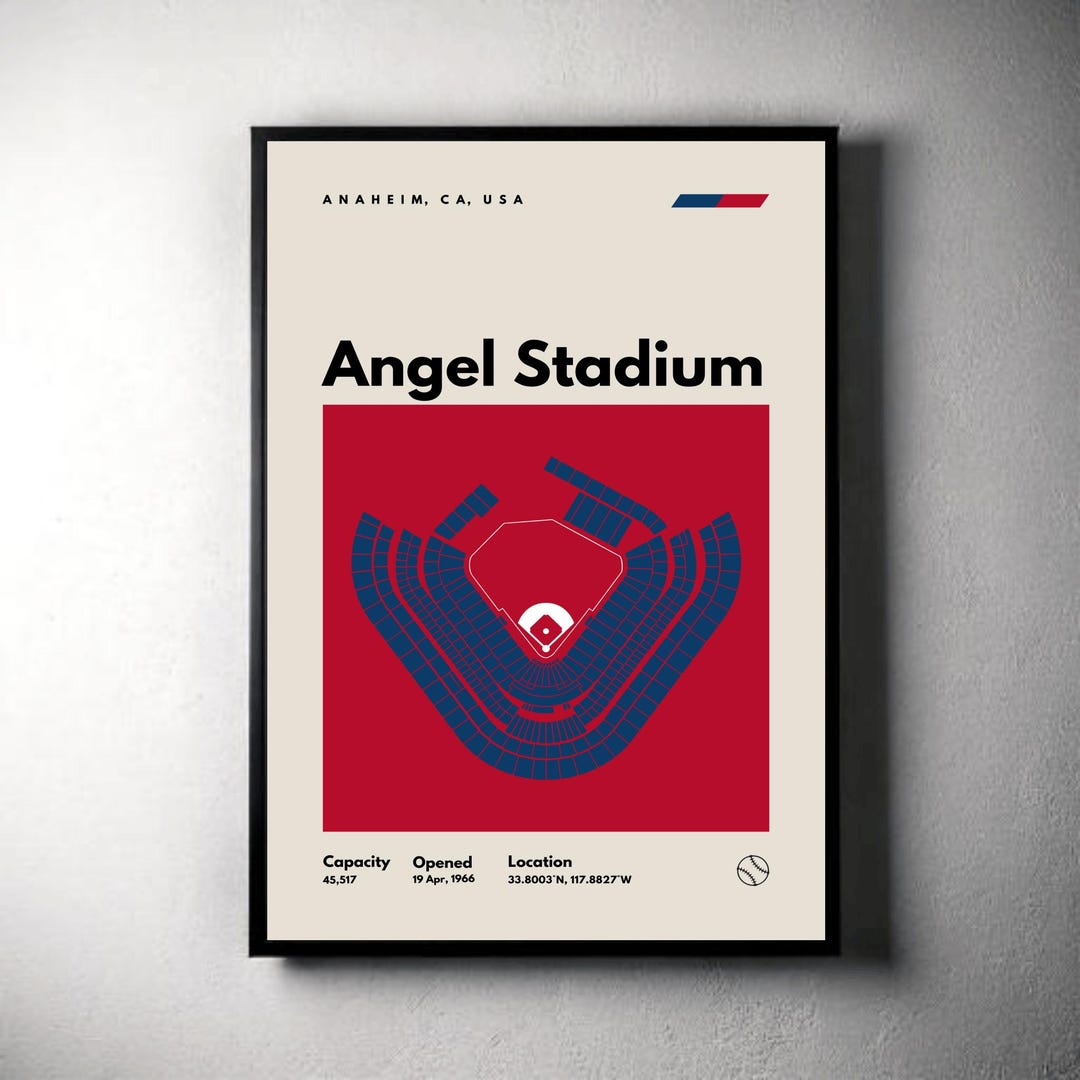 LA Angels Poster, Los Angeles Angel Stadium Print, Mid Century Modern ...