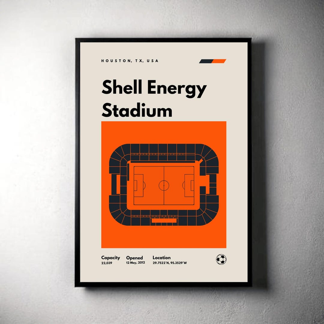 Houston Dynamo Poster, Shell Energy Stadium Print, Mid Century Modern ...