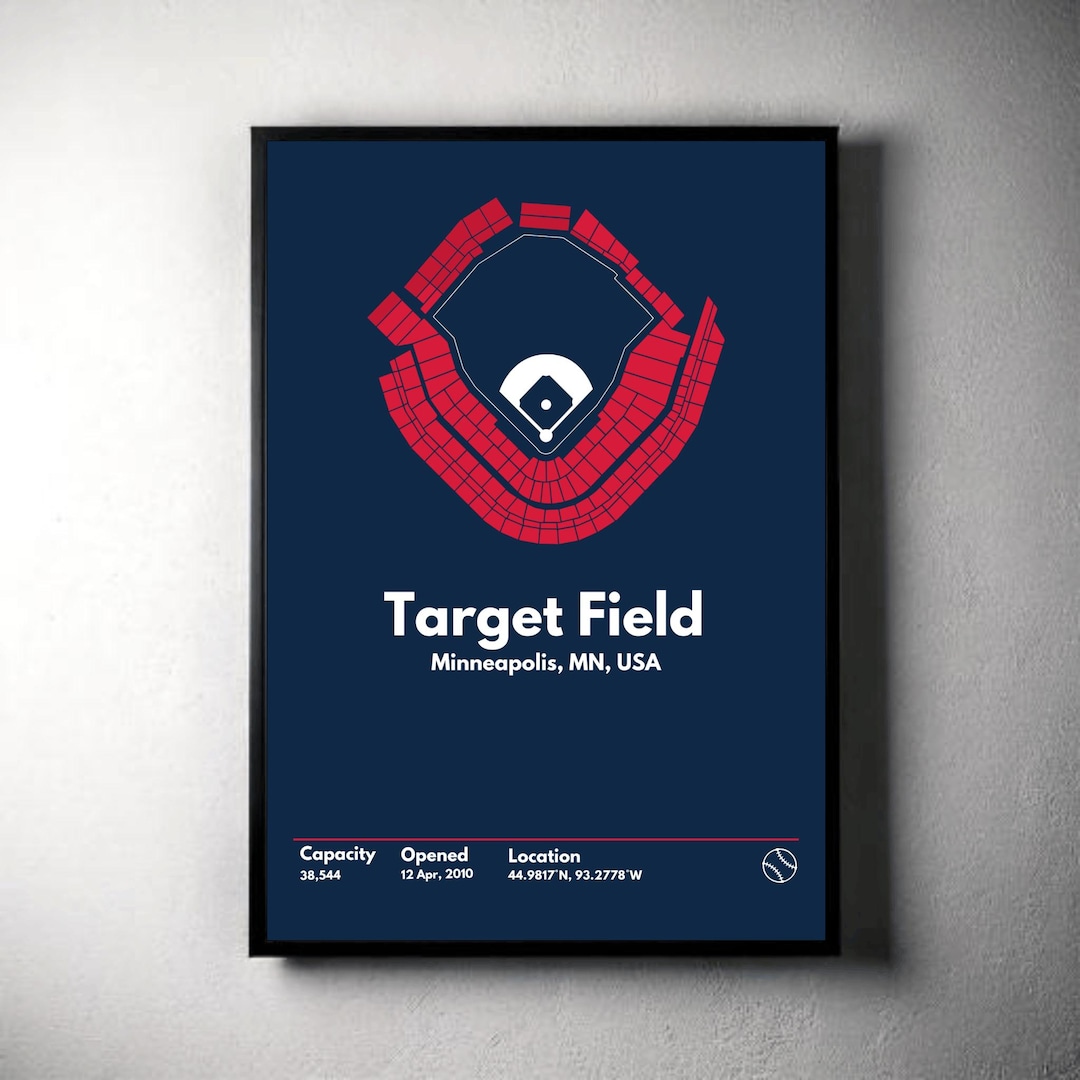 Minnesota Twins Poster, Target Field Stadium Print, Mid Century Modern ...