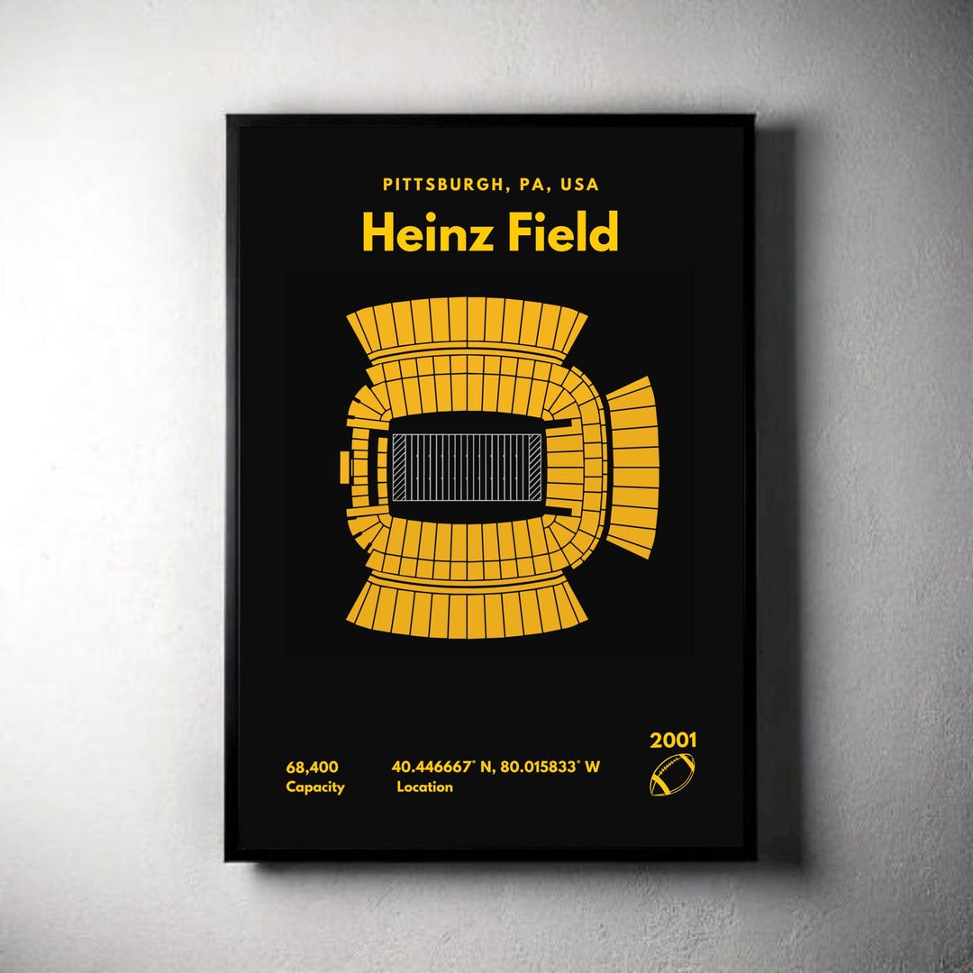 Pittsburgh Steelers Poster, Heinz Field Stadium Print,mid Century ...