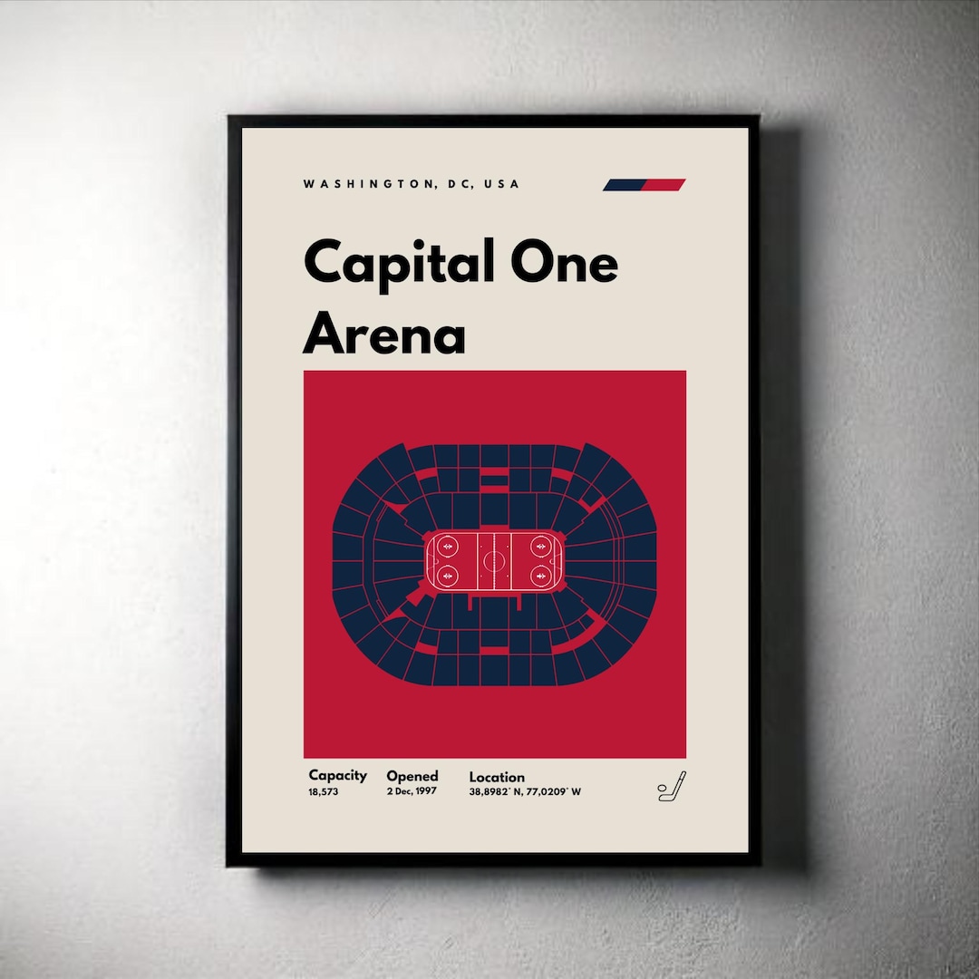 Washington Capitals Poster, Capital One Arena Print, Mid Century Modern ...