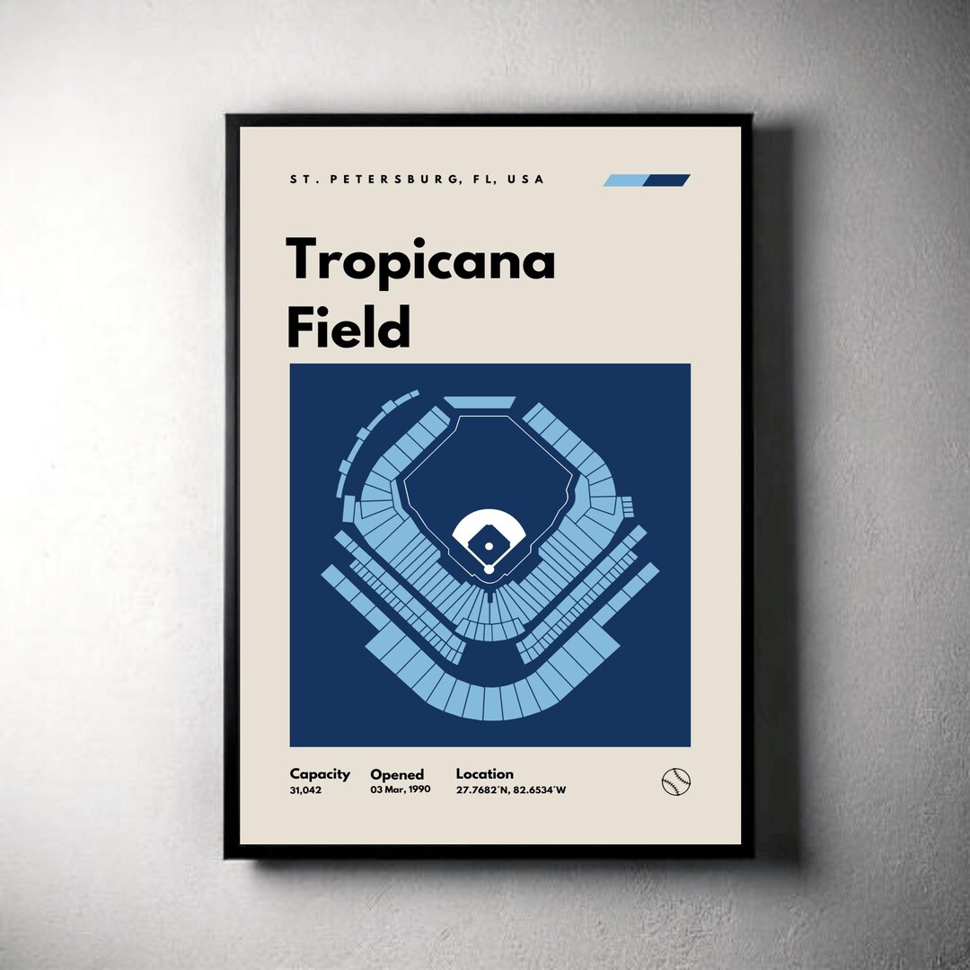 Tampa Bay Rays Poster, Tropicana Field Print, MLB Poster, Mid Century ...