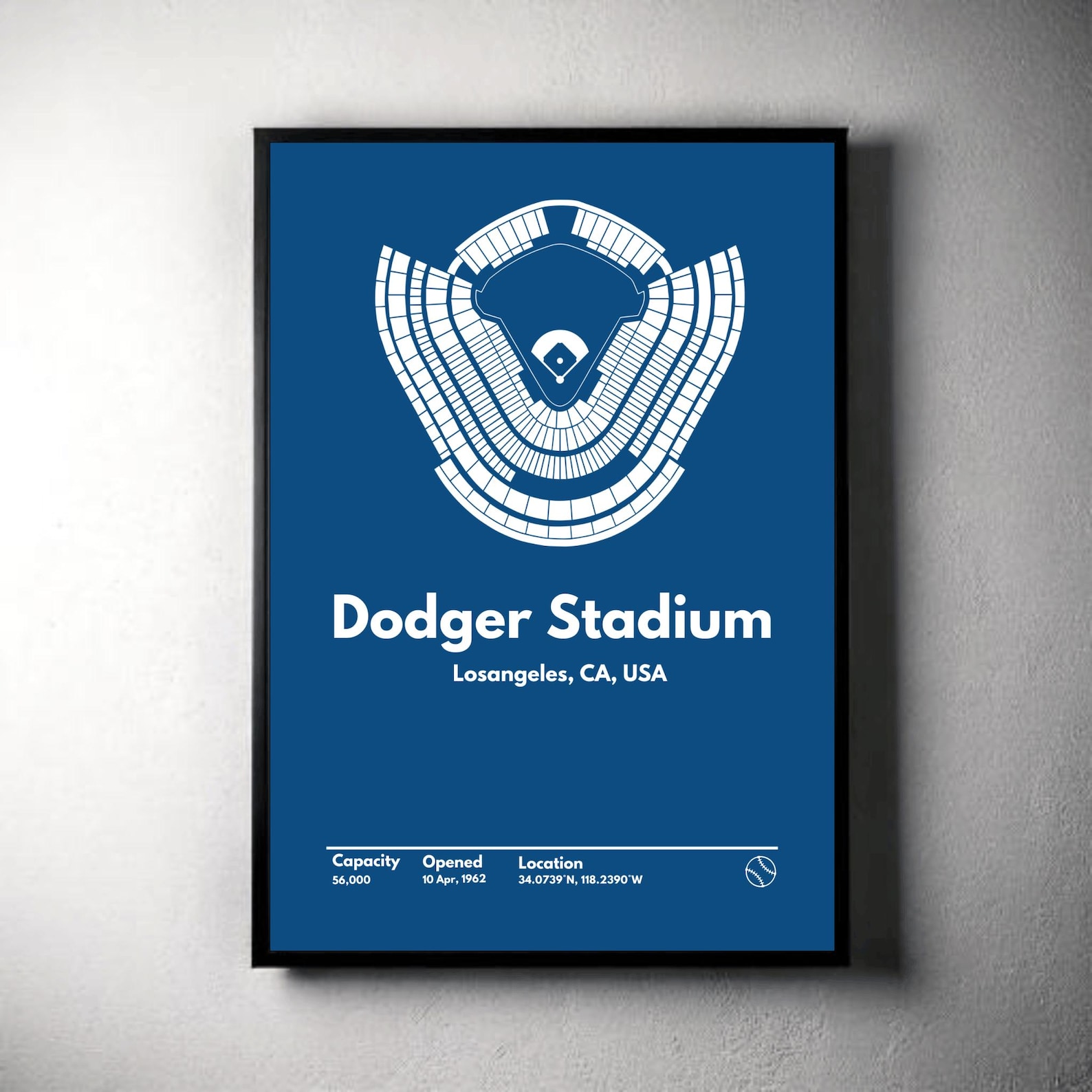 LA Dodgers Poster, Los Angeles Dodger Stadium Print, Mid Century Modern ...