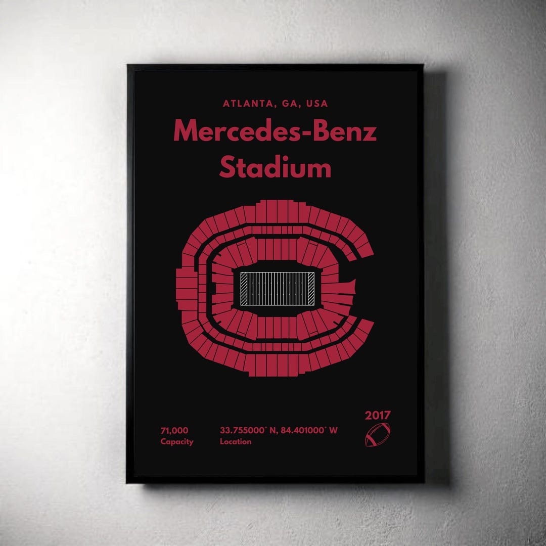 Atlanta Falcons Poster, Mercedes-benz Stadium Print,mid Century Modern ...
