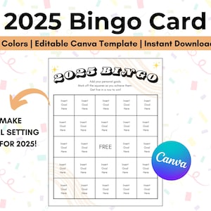 New Years 2025 Goal Setting Bingo Card | Manifestation Bingo ...
