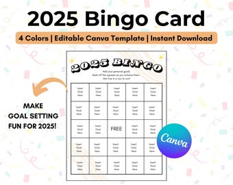 2025 Goal-setting Bingo Card Neutral Digital Download Customizable ...