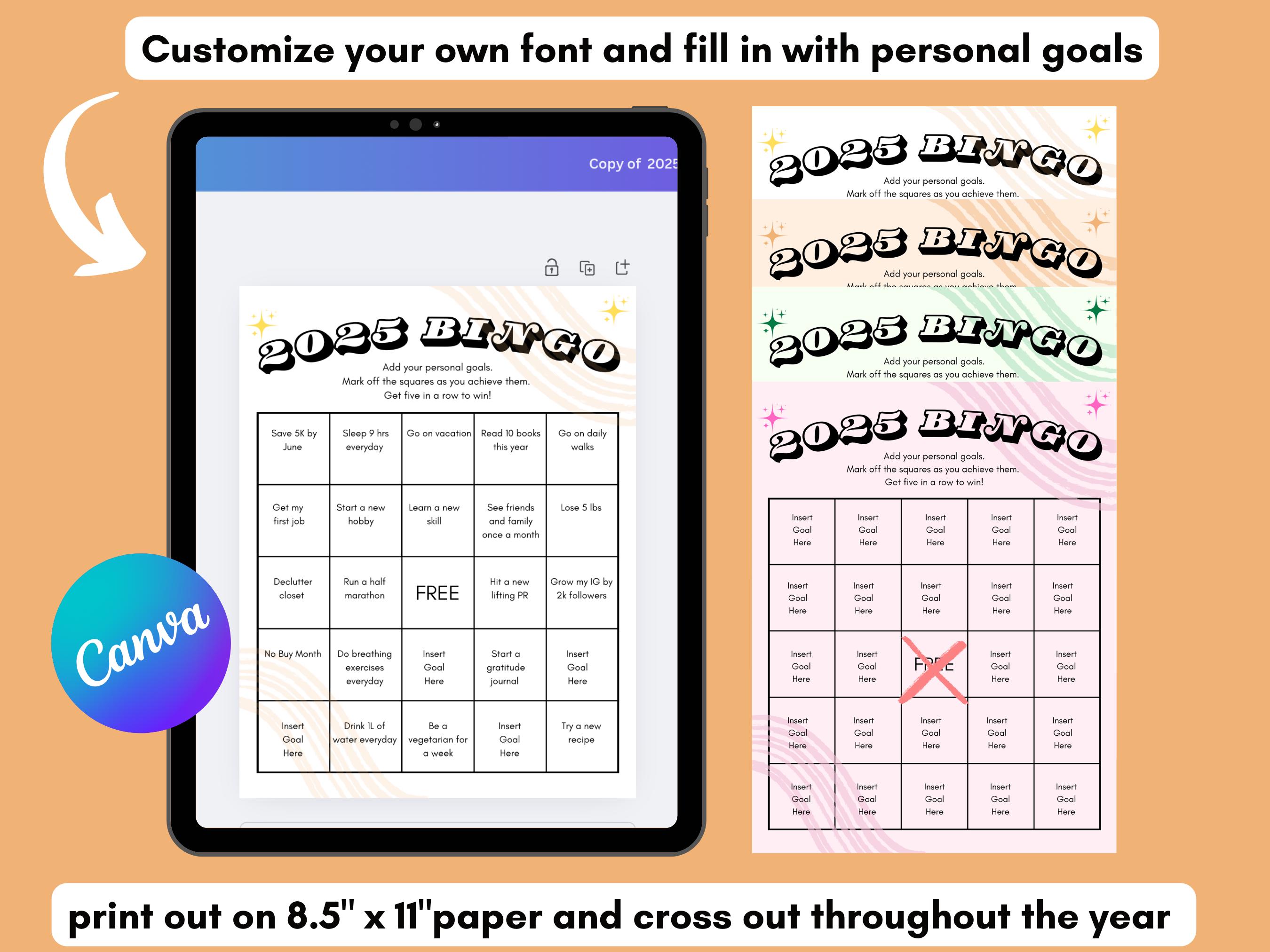 New Years 2025 Goal Setting Bingo Card | Manifestation Bingo ...