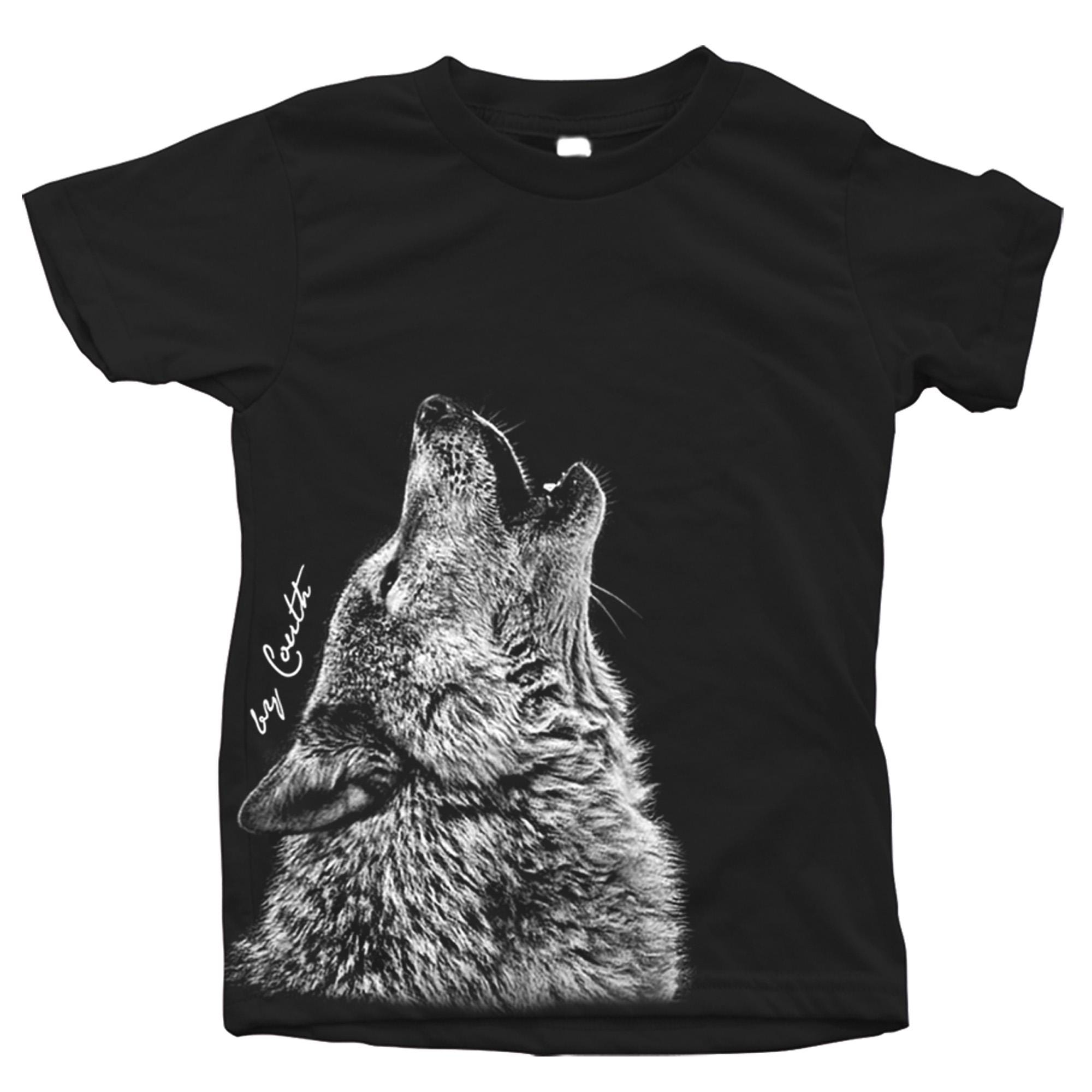 Kids Wolf T-shirt, Toddle Wolf Tshirt, Crew Neck, Cotton T-shirt ...