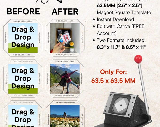 Square Magnet Template 2 X 2, 50mm X 50mm 12, 8 and 2 Photo Spaces ...