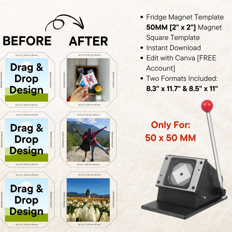 2x2 Magnet Template Canva - Etsy