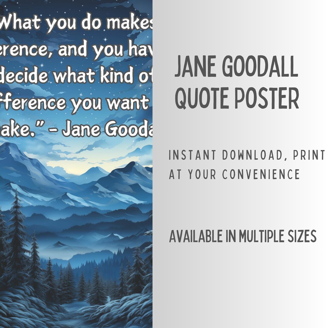 Jane Goodall Famous Female Inspirational Quote Posters Instant Download ...