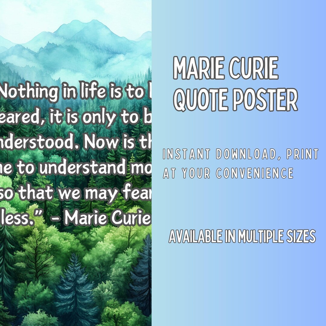 Marie Curie Quote Poster Instant Download - Etsy