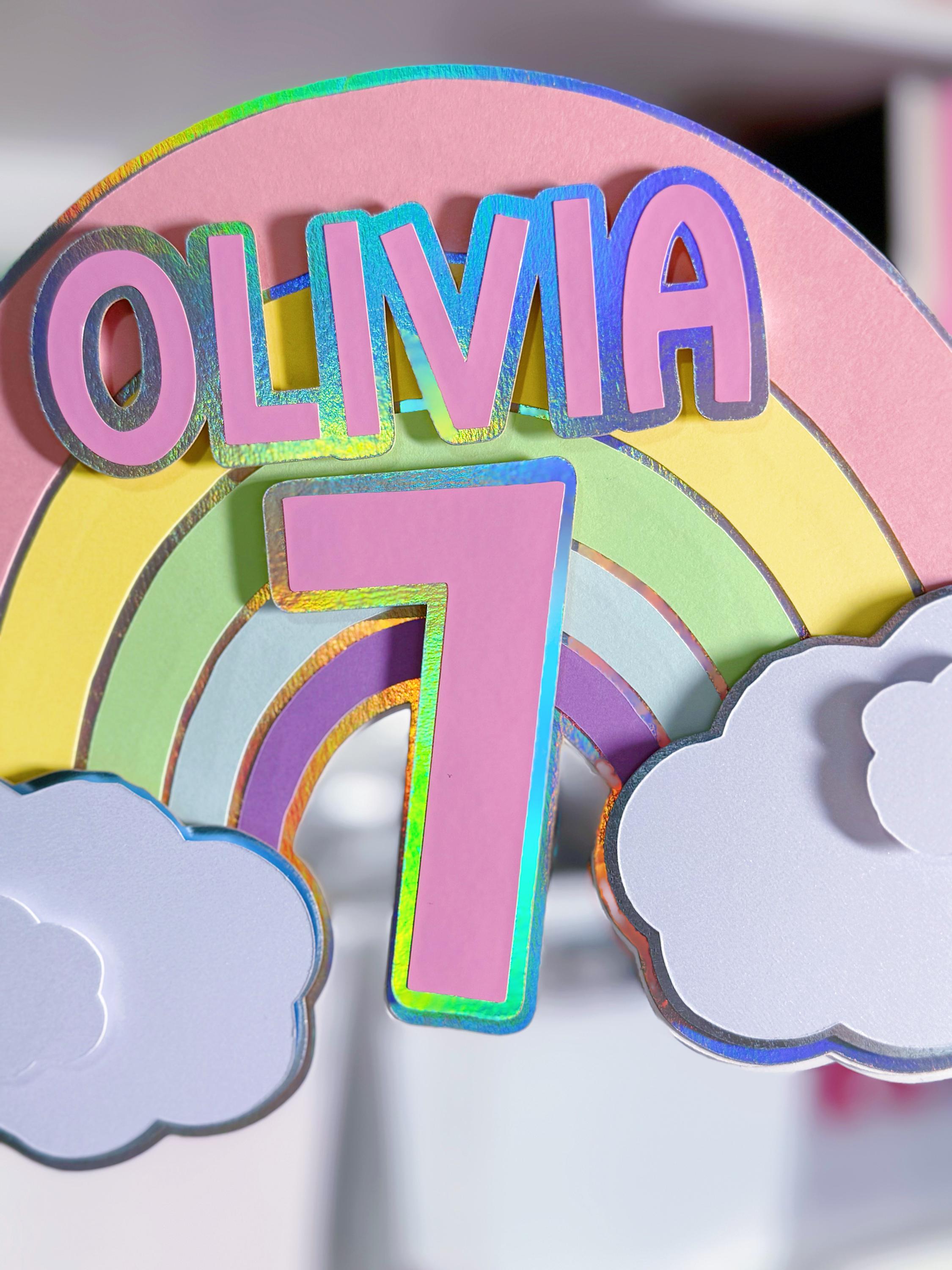 Custom Rainbow Birthday Cake Topper: Personalized 3D Party Decor - Etsy