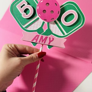 Personalized Pickleball Birthday Cake Topper: Pink & Green 3D Decor - Etsy