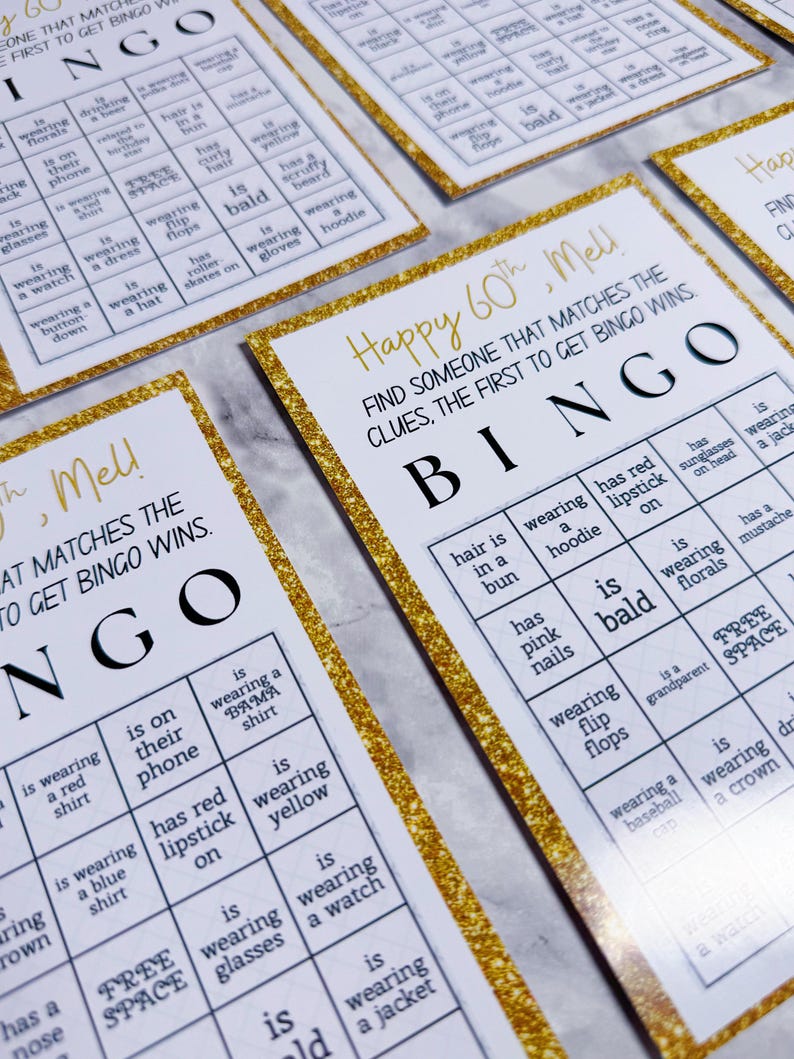Custom Personalized Printed Bingo Cards for Party Games - Etsy UK