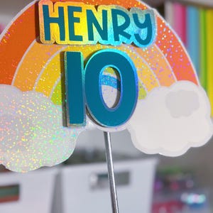 Custom Rainbow Birthday Cake Topper: Personalized 3D Party Decor - Etsy