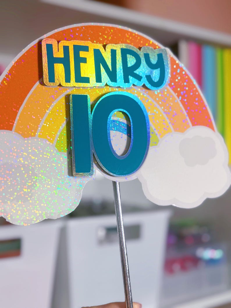 Custom Rainbow Birthday Cake Topper: Personalized 3D Party Decor - Etsy