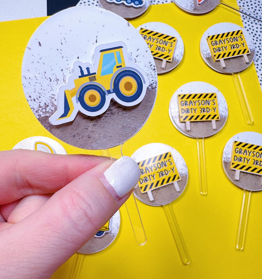 Any Theme Acrylic Circle Cupcake Toppers Birthday Personalized Printed ...