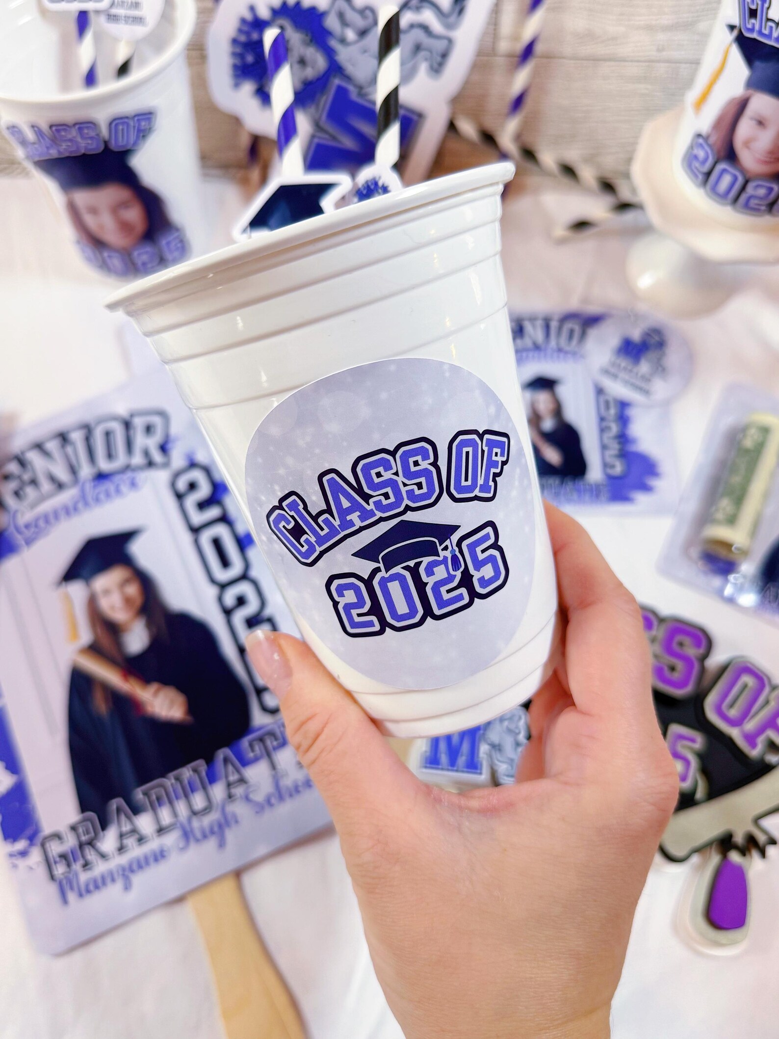 Custom Graduation Party Cups: Personalized Photo & Year Decals - Etsy