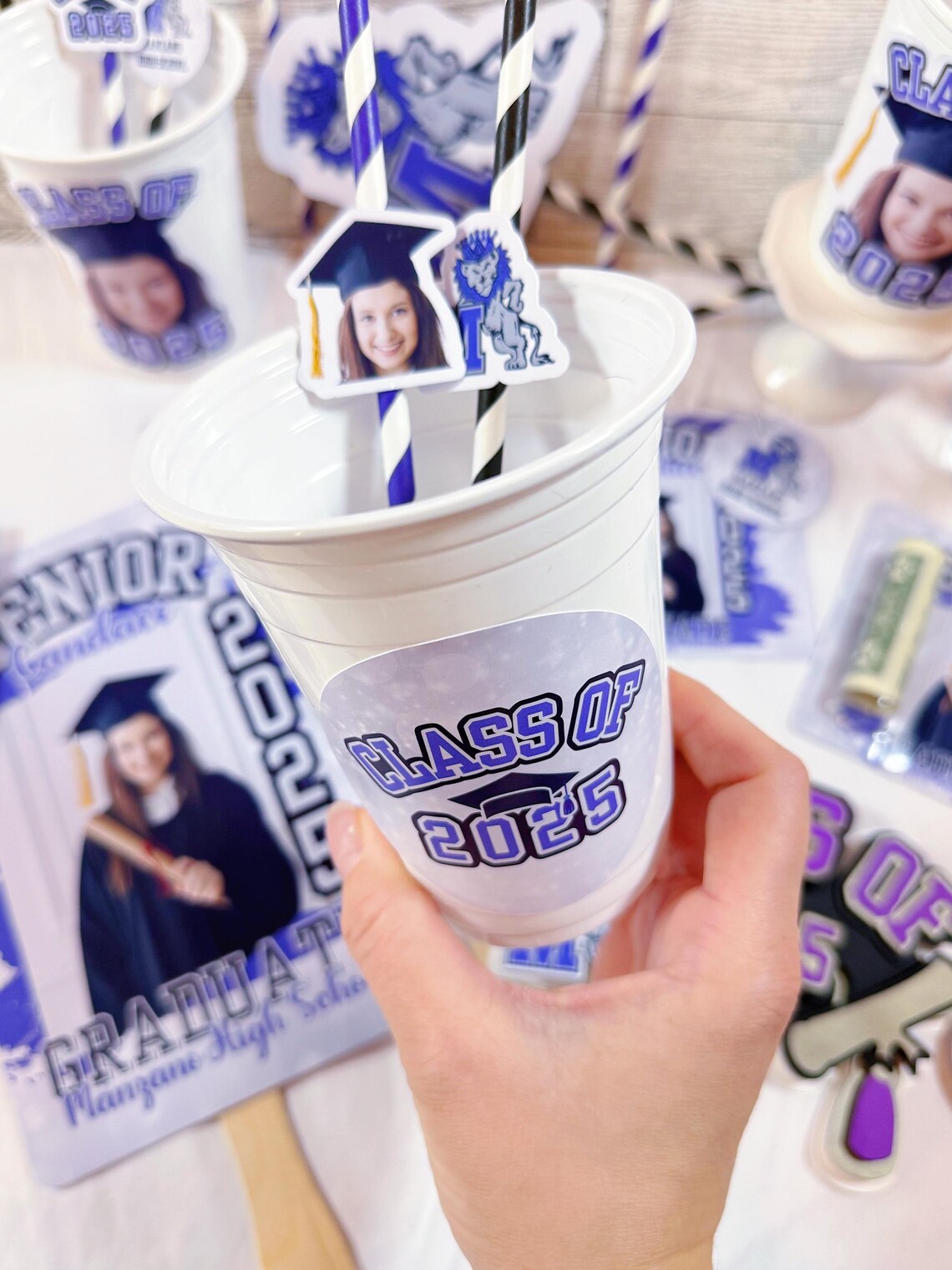Custom Graduation Party Cups: Personalized Photo & Year Decals - Etsy