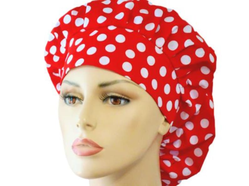 Bouffant Scrub Hat-red & White Polka Dots-scrub Caps-surgical Cap ...