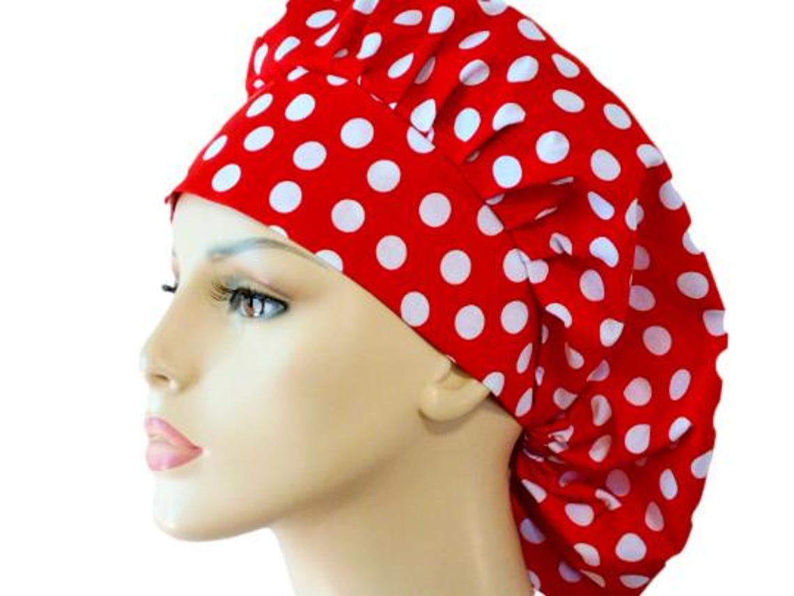 Bouffant Scrub Hat-red & White Polka Dots-scrub Caps-surgical Cap ...