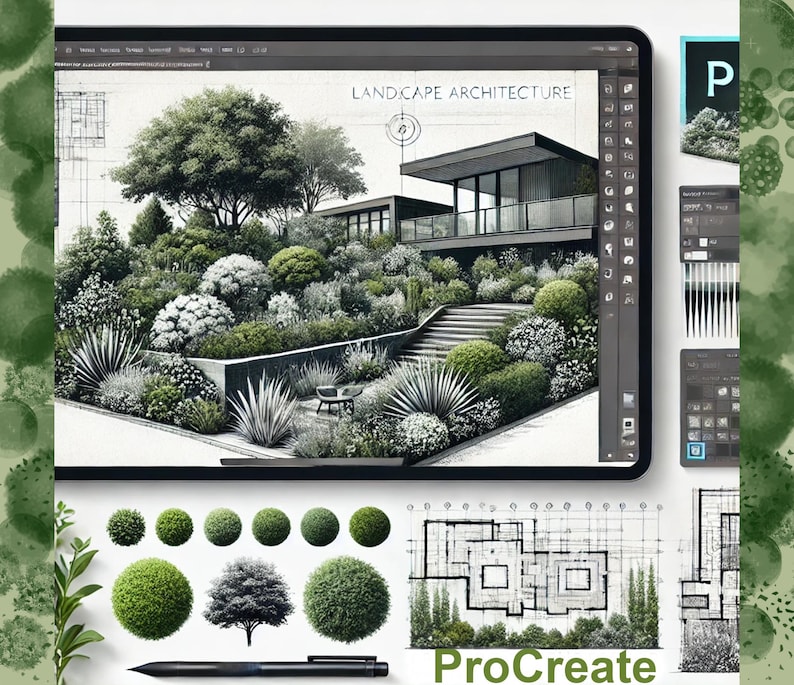 Ultimate Landscape Architecture Photoshop Brush Pack – Procreate ...