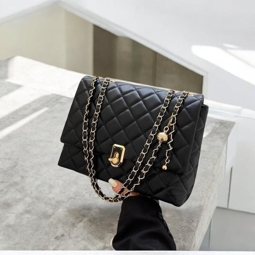 Women’s Diamond Chain Designer Shoulder Bag, Large Capacity PU Leather ...