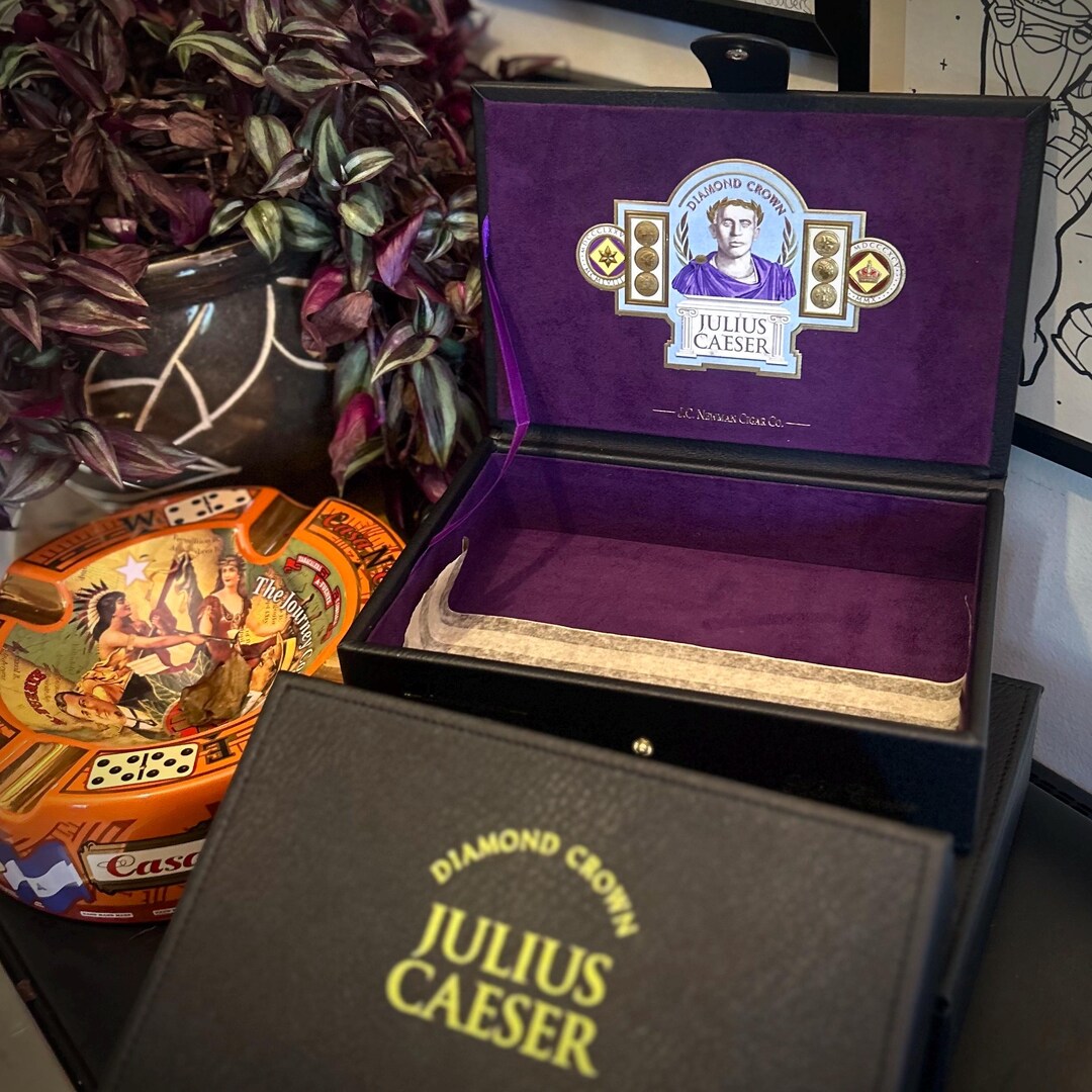 Diamond Crown Julius Caesar Leather, Wood, and Purple Velvet Empty ...