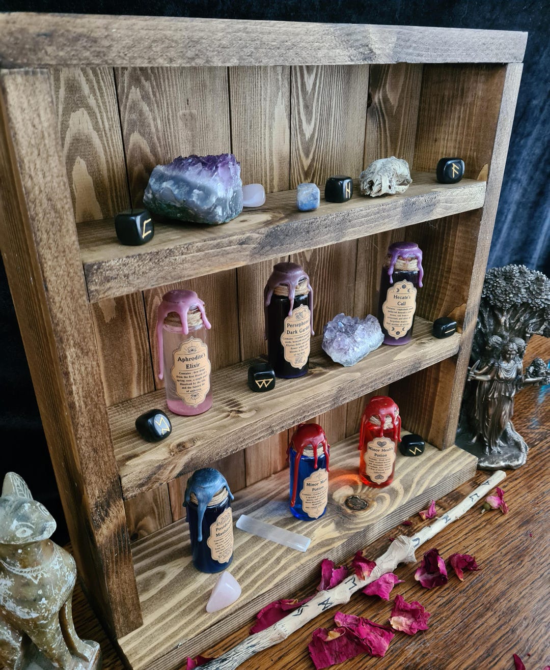 Rustic Bookcase, Apothecary Shelf, Crystal Shelf, Freestanding Shelf ...