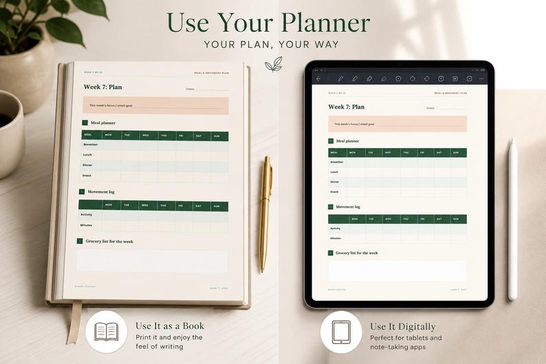 12 Week Wellness Planner Printable, Meal Prep Planner, Workout Tracker ...