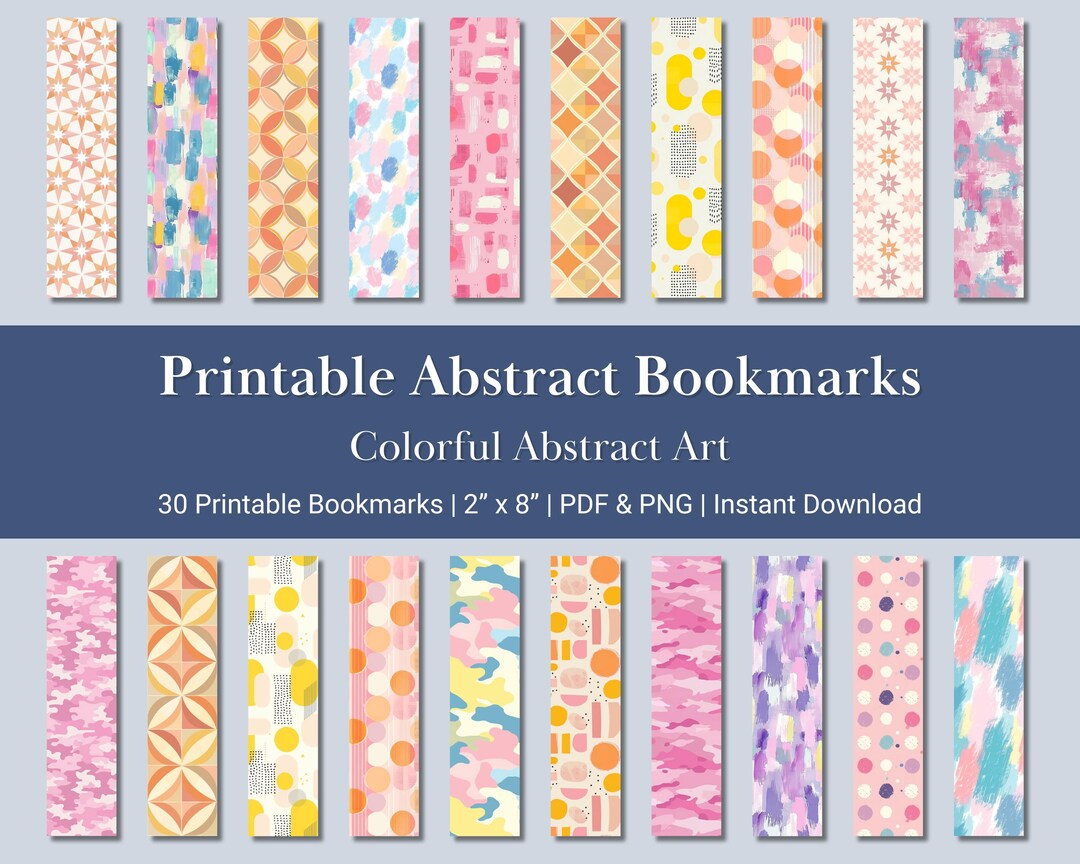 Printable Abstract Bookmarks | 30 Colorful Abstract Artwork Designs ...