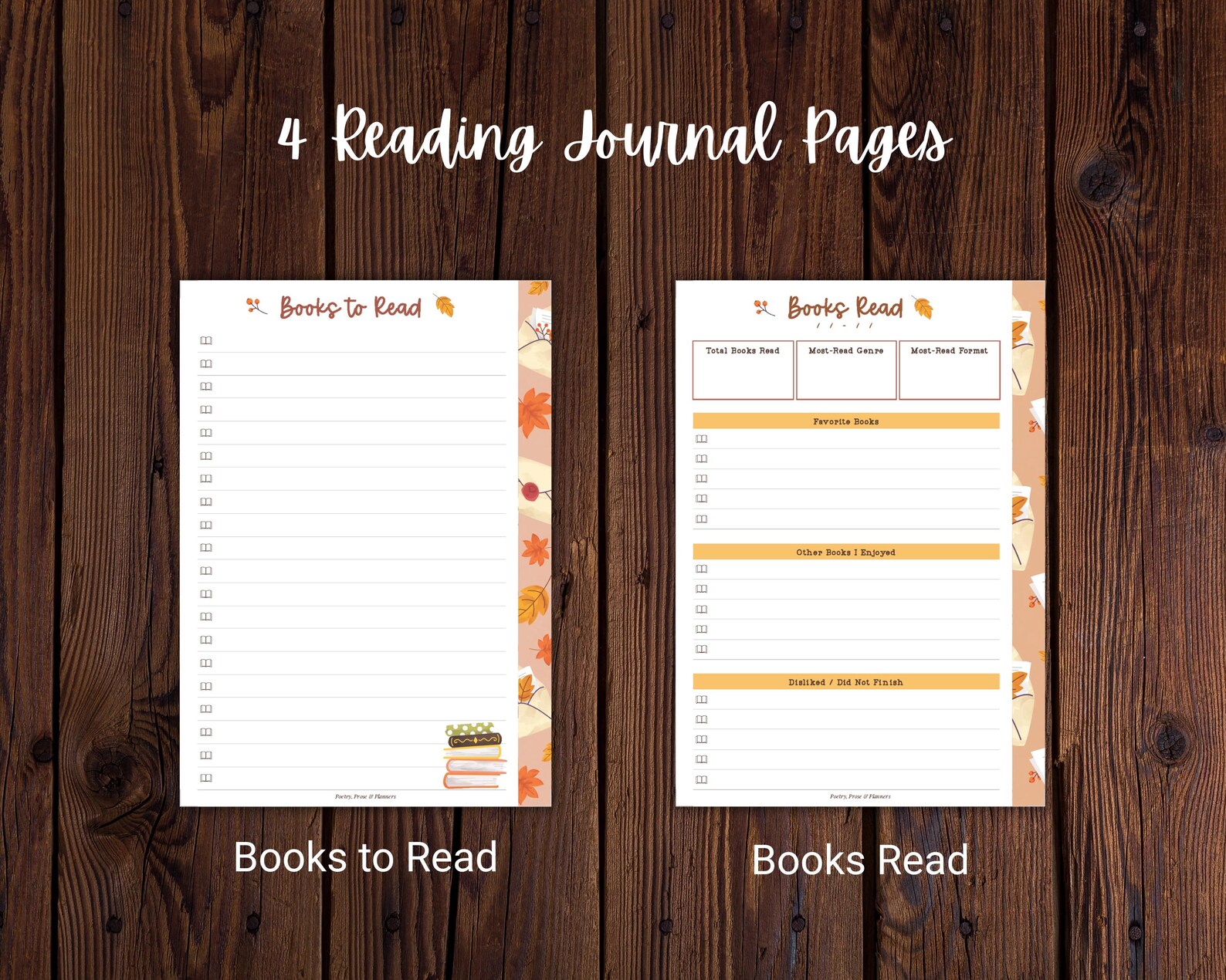 Printable Reading Journal Pages | 4 Cozy Fall Book Journal Pages | Book ...