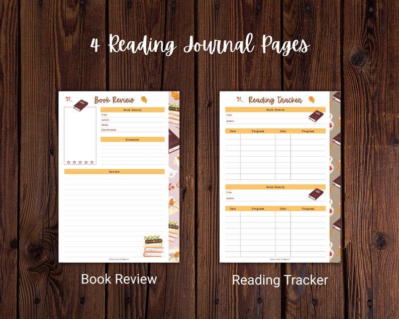 Printable Reading Journal Pages | 4 Cozy Fall Book Journal Pages | Book ...