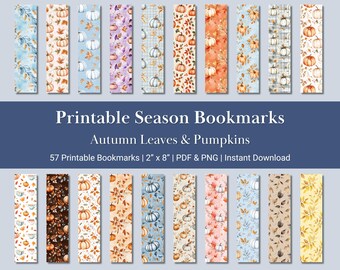 Printable Season Bookmarks | 57 Autumn Leaves and Pumpkin Designs ...