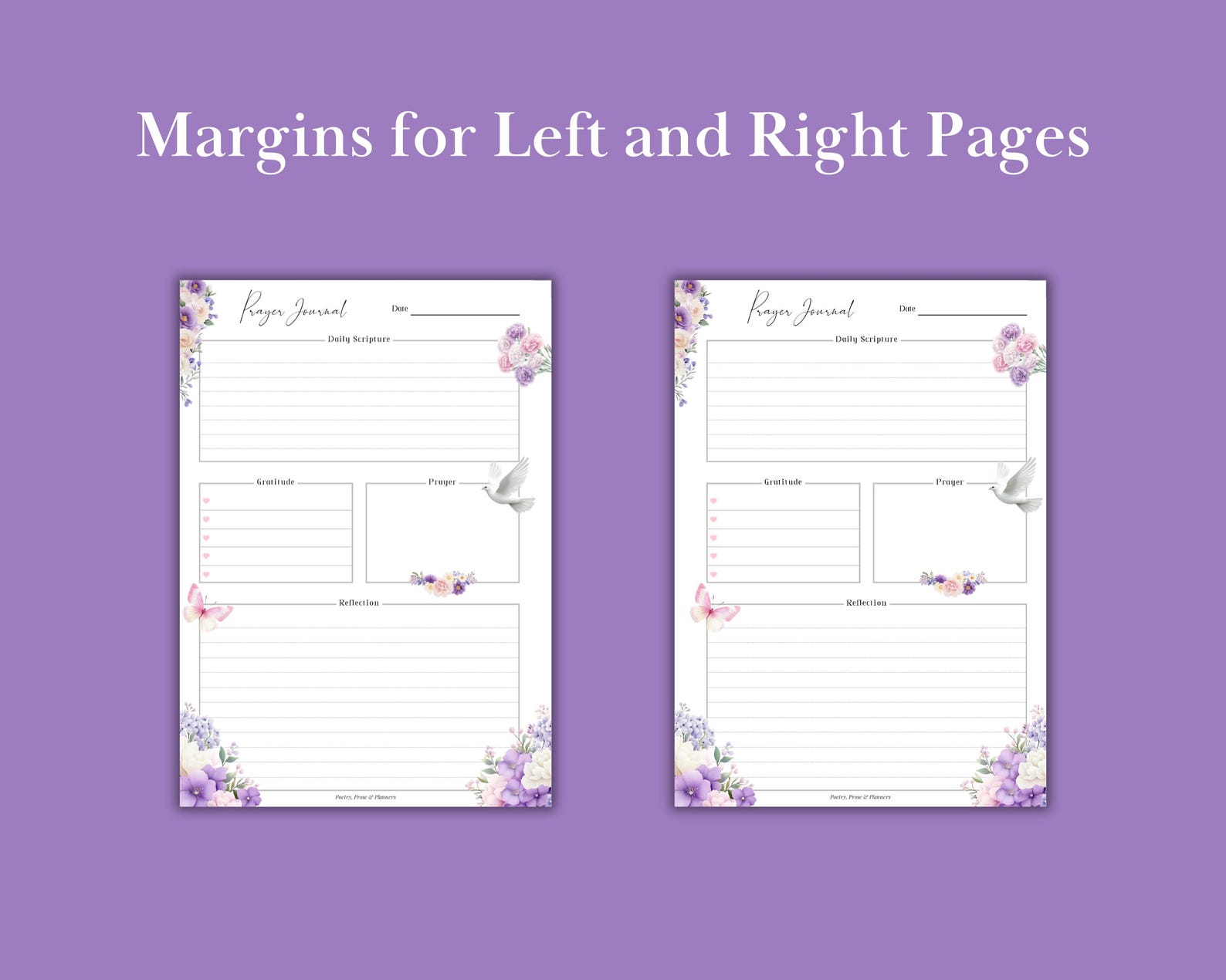 Printable Daily Prayer Journal Pages | 4 Lavender Spring Flower Designs ...