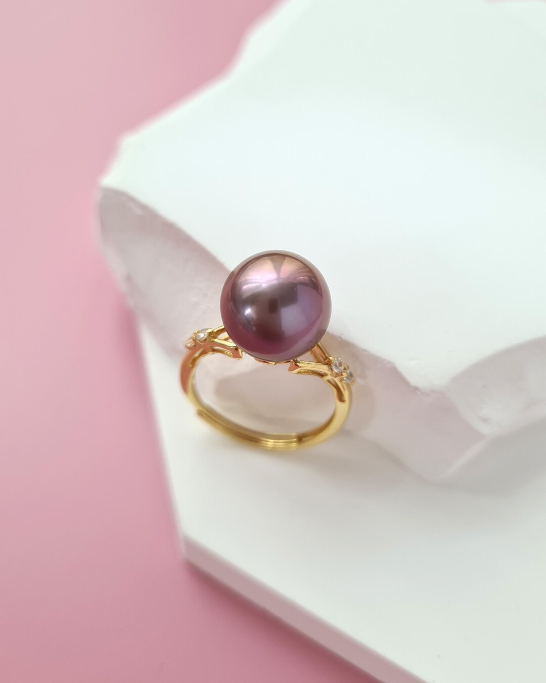 Freshwater Edison Pearl Ring Elegant Timeless Pearl Gold Pink Purple ...