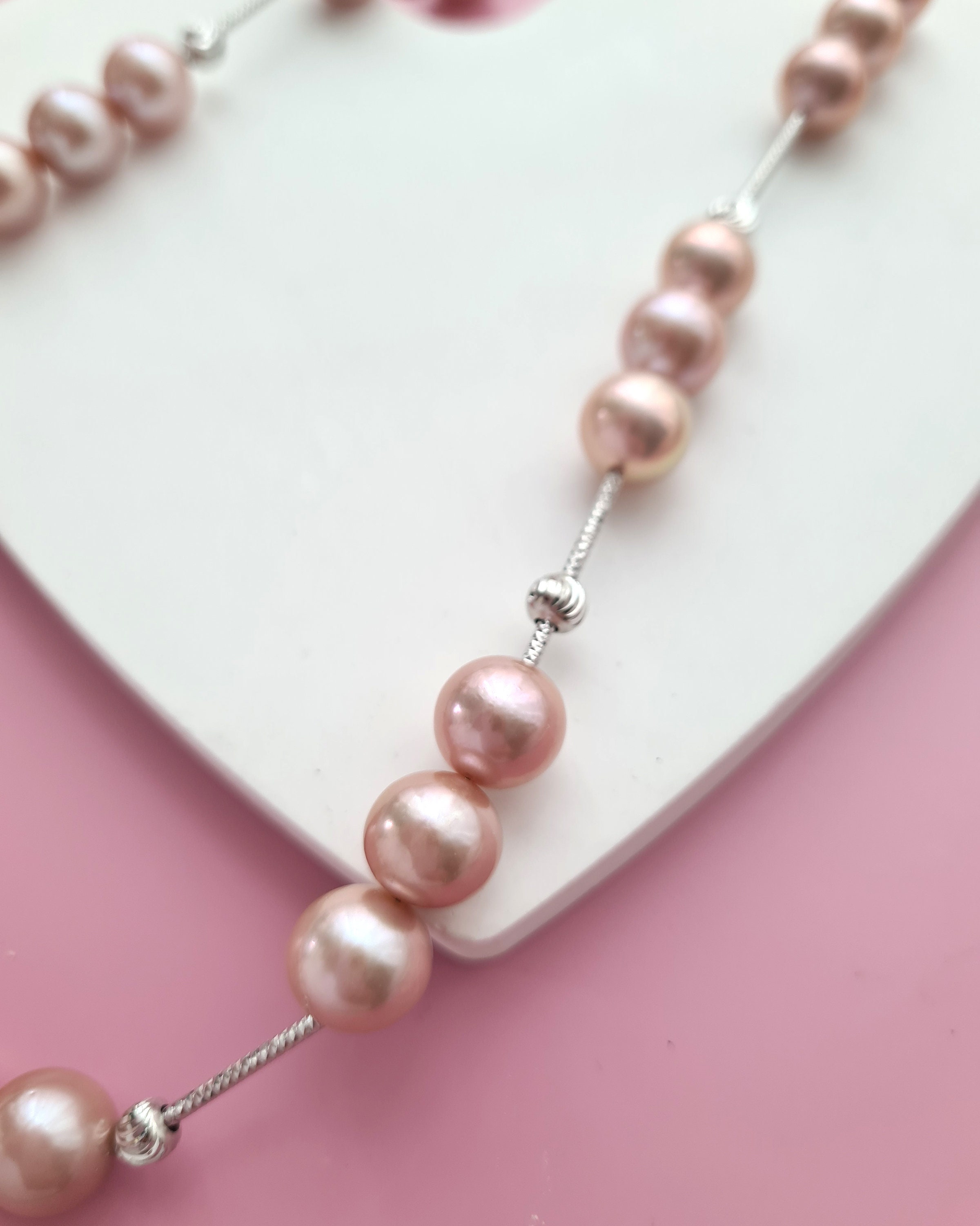 Pinkish Purple Edison Pearl Necklace Freshwater Sterling Silver Pearl ...