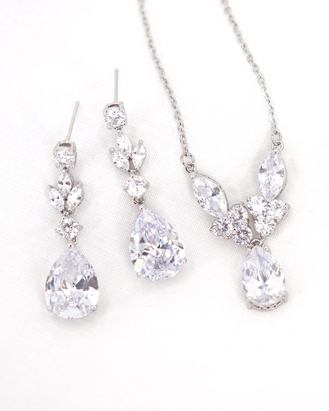 Silver Wedding Jewelry Set for Brides and Bridesmaids Wedding - Etsy