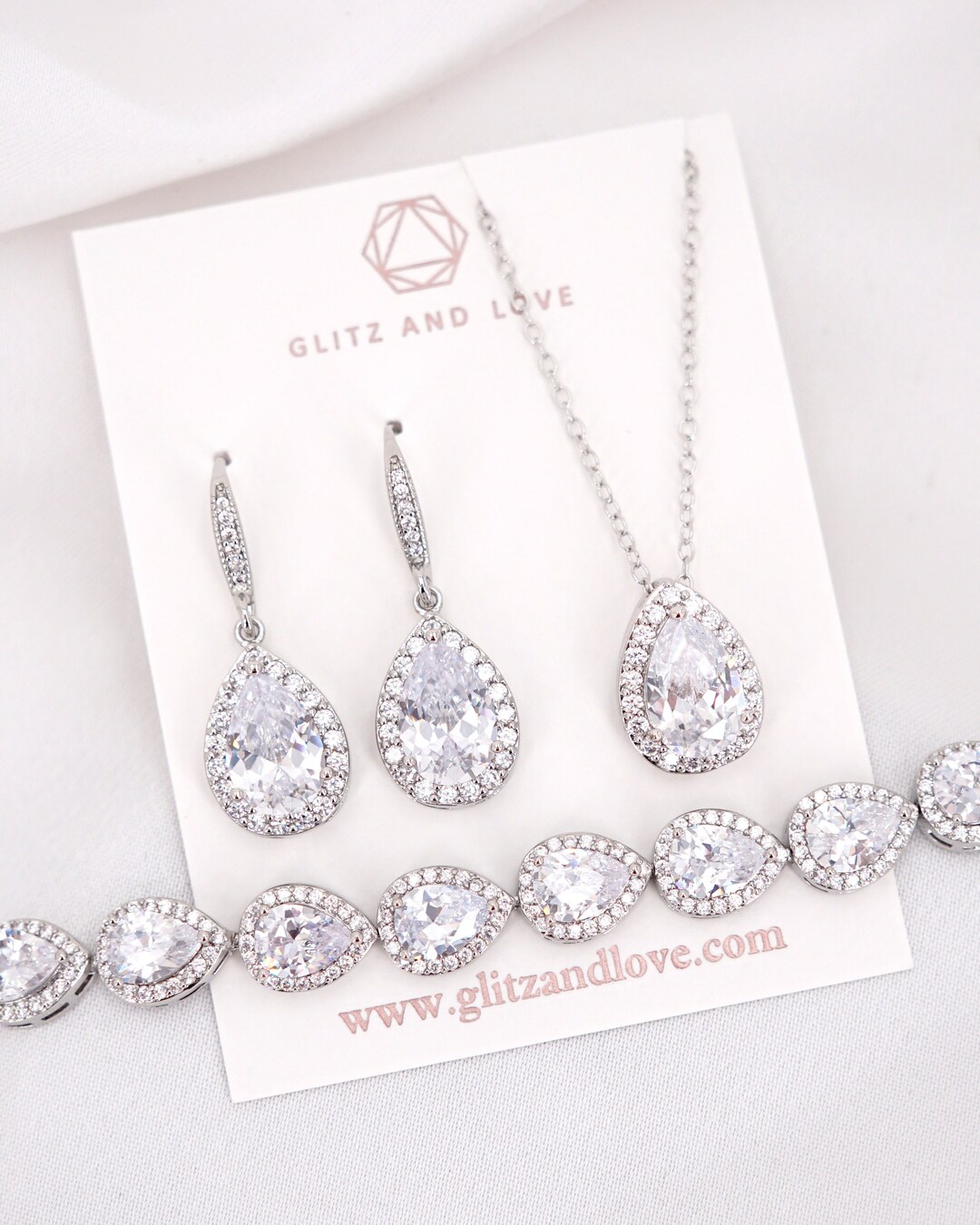 Silver Teardrop Simple Drop Earrings Necklace Bracelet - Etsy