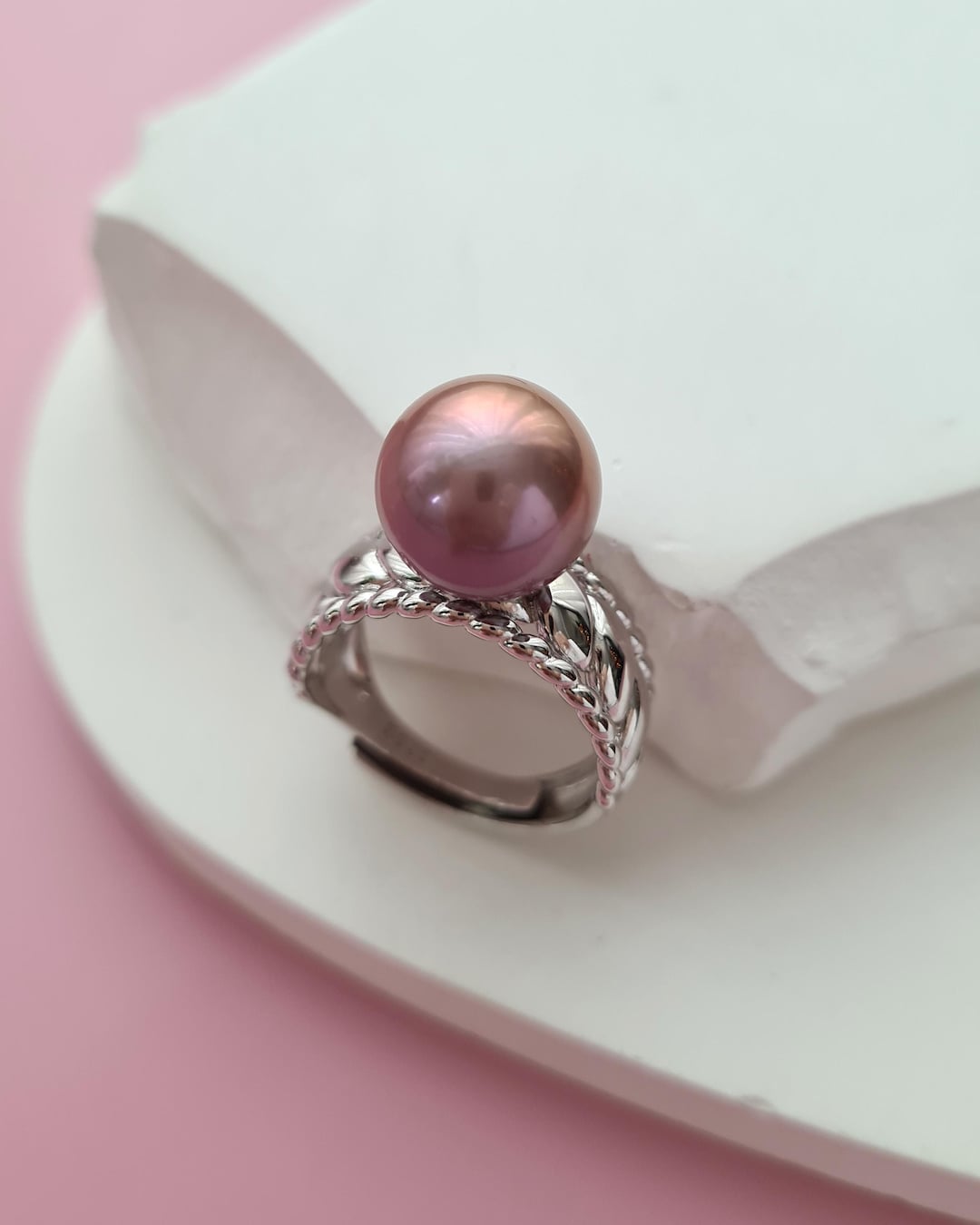 Freshwater Edison Pearl Ring Big Large Pearl Sterling Silver Purple ...