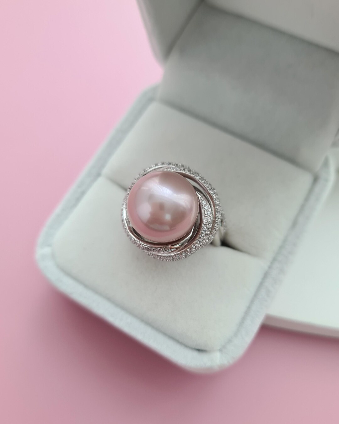 13mm+ Freshwater Edison Pearl Ring Big Large Pearl Sterling Silver Pink ...