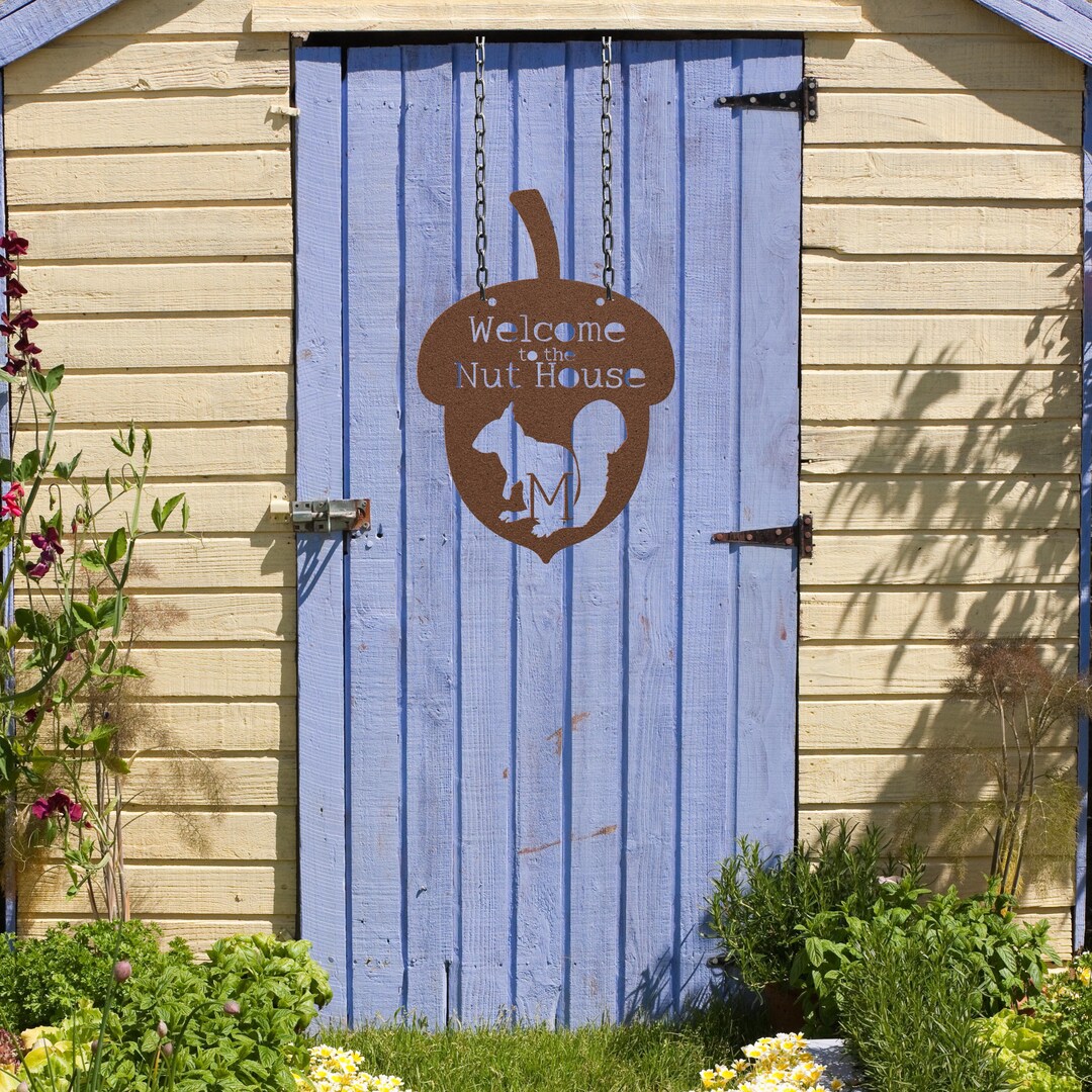 Squirrel Lover Garden Yard Steak Sign, Custom Name Metal Sign, Hanging ...